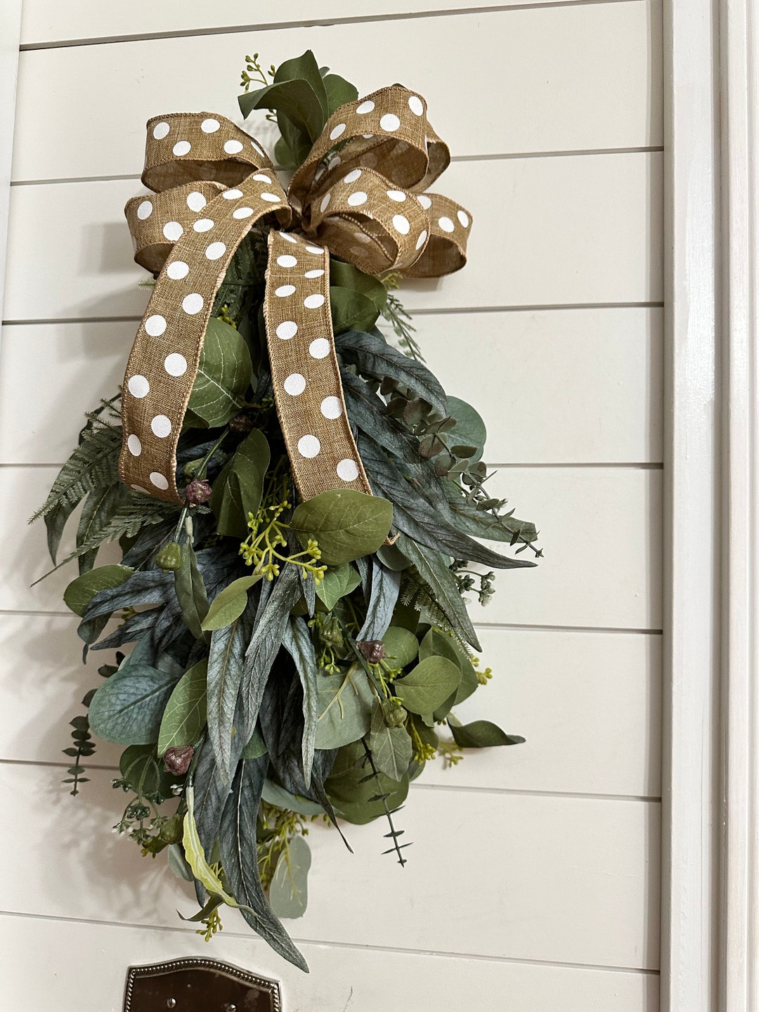 Eucalyptus Greenery Swag, Small Year Round Farmhouse Front Door ...