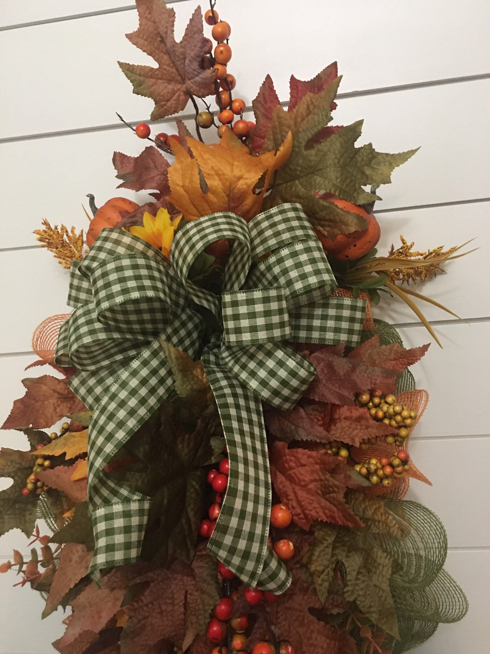 Fall Swag, Autumn Front Door Swag Wreath, Teardrop Wall Hanging ...