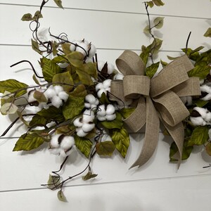 Year Round Swag With Cotton Bolls, Everyday Horizontal Greenery Swag ...