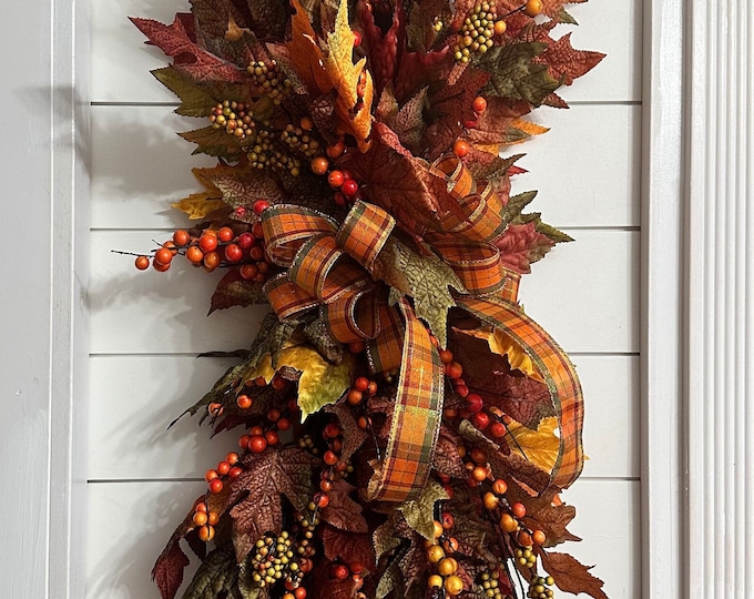 Fall Leaf Swag, Autumn Front Door Wreath, Centerpiece Arrangement, Wall ...
