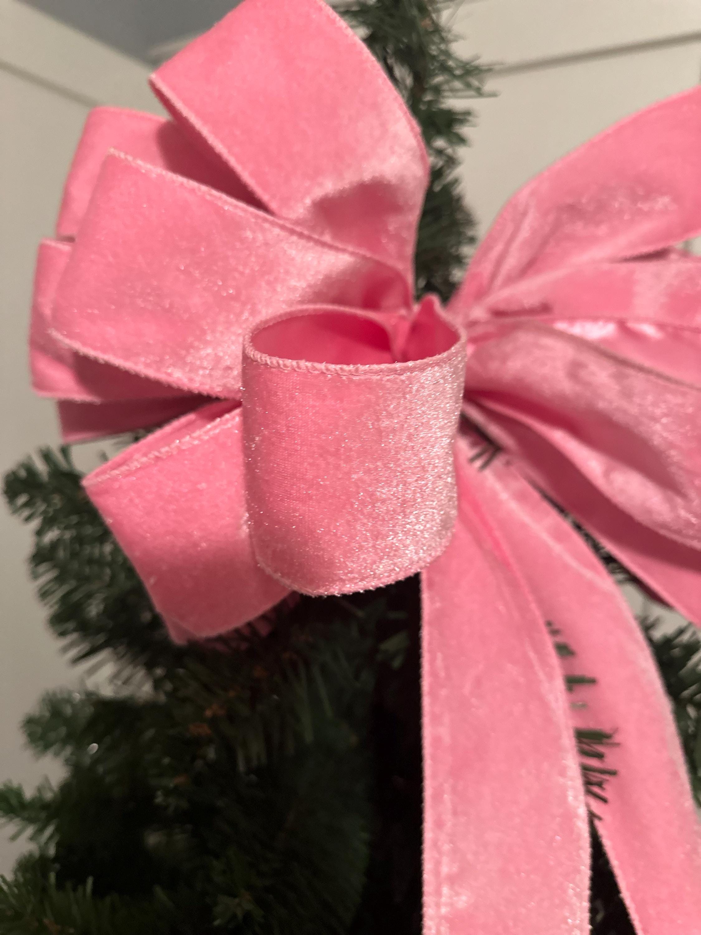 Handmade Pink Velvet Christmas Tree Topper Bow, Sage Velvet Bow, Hot ...
