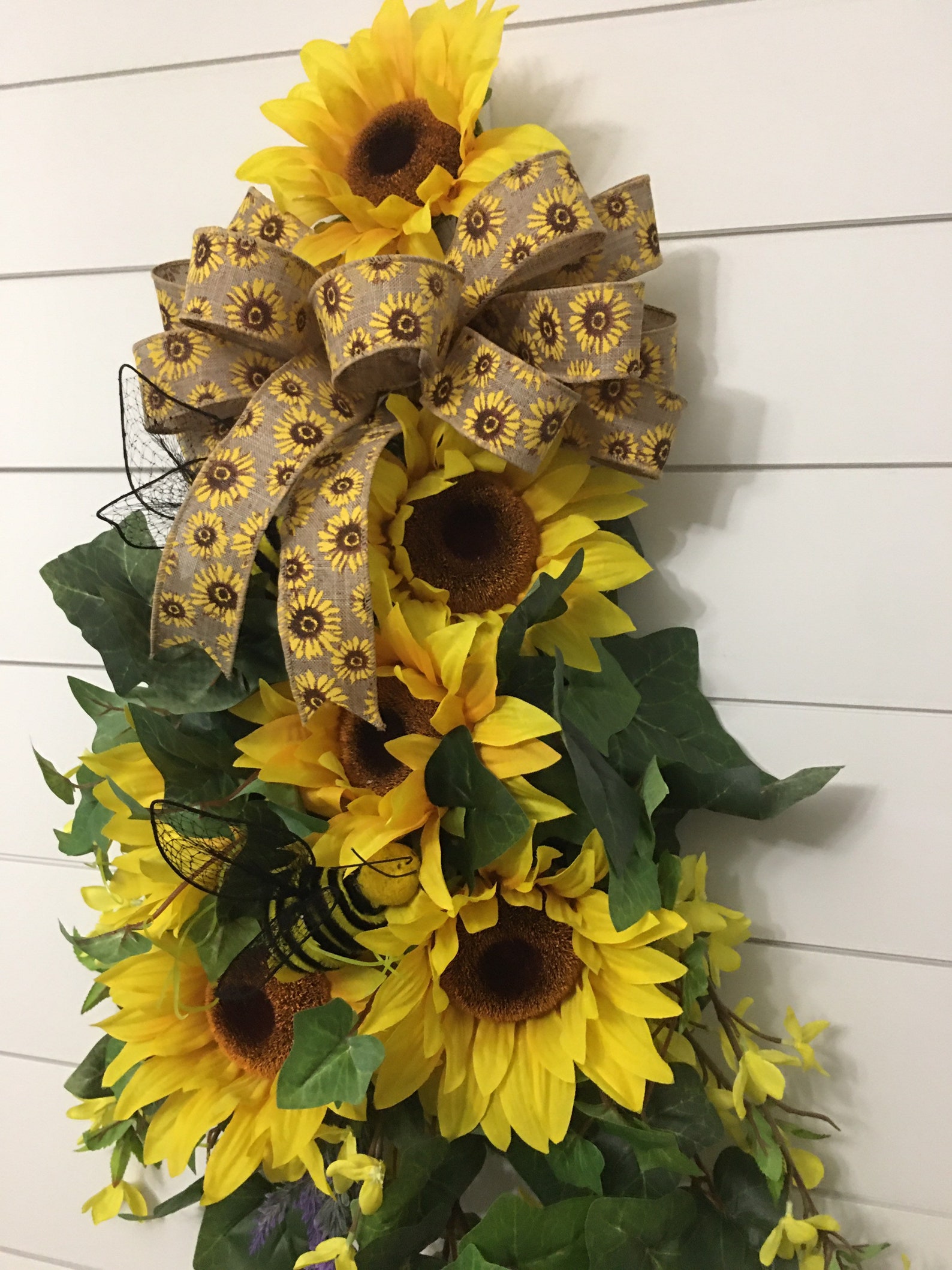 Sunflower Swag Front Door Swag Wreath With Sunflowers - Etsy