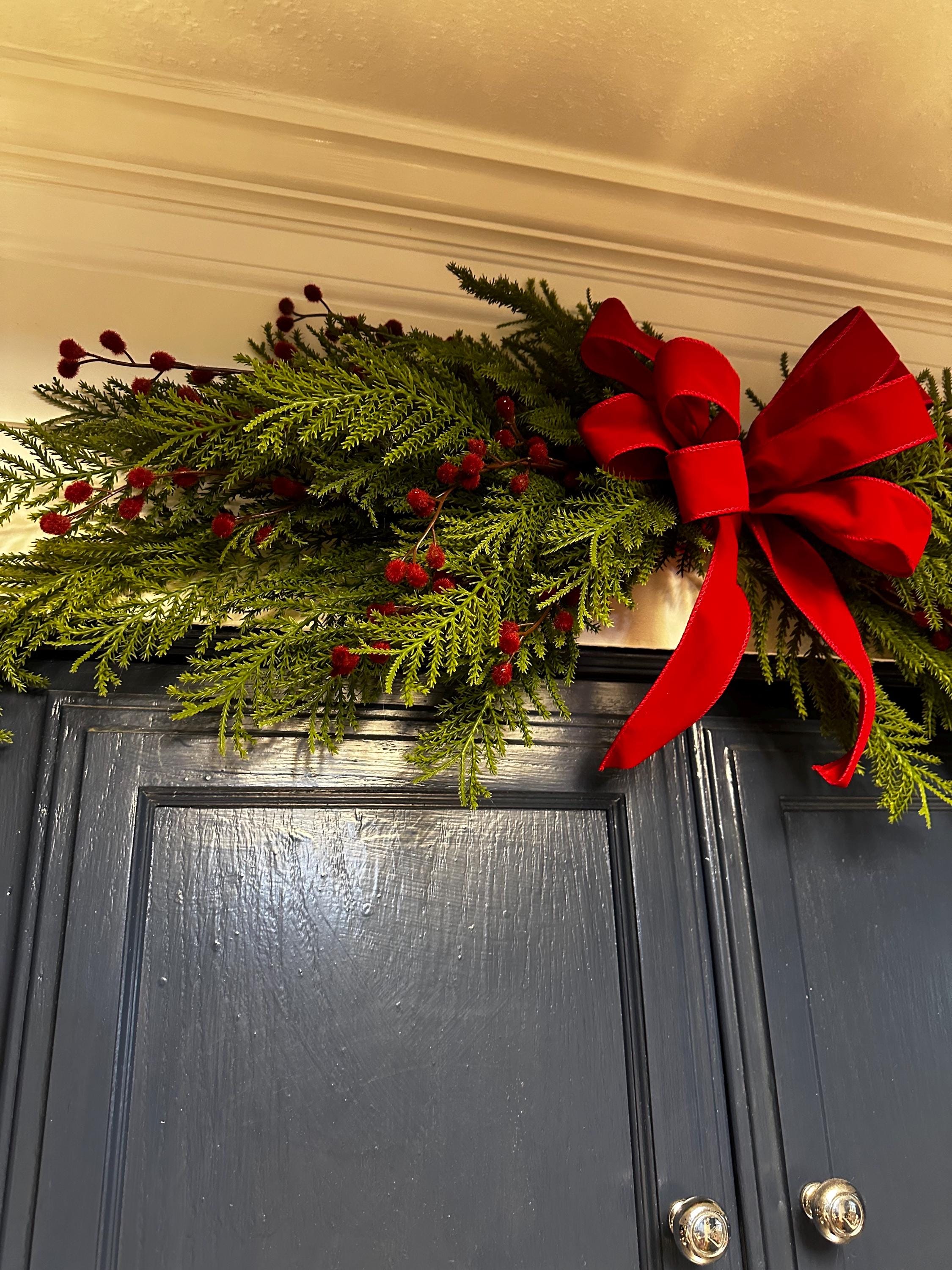 Christmas Swag for Wall, Greenery Fern Swag, Over Door Horizontal Swag ...