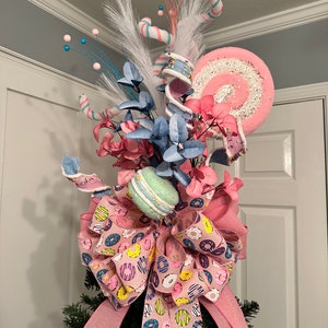 Candy Christmas Tree Topper, Whimsical Donuts and Macaroons Tree Topper ...