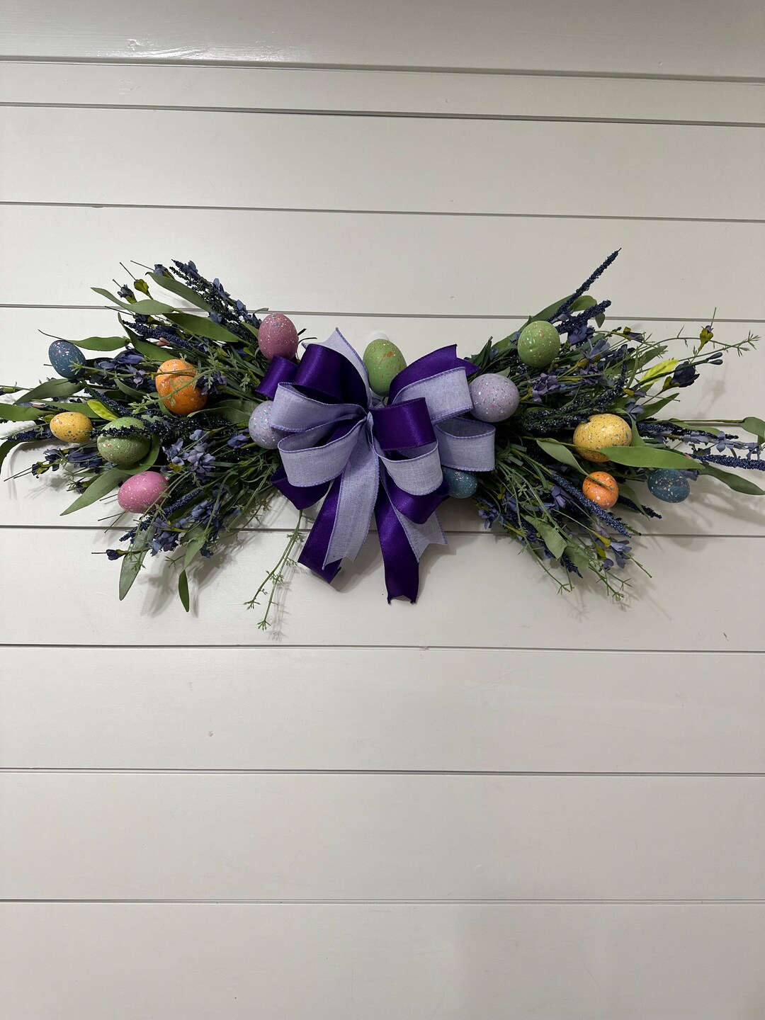 Easter Swag With Blue Lavender, Pastel Egg Front Door Swag, Table ...