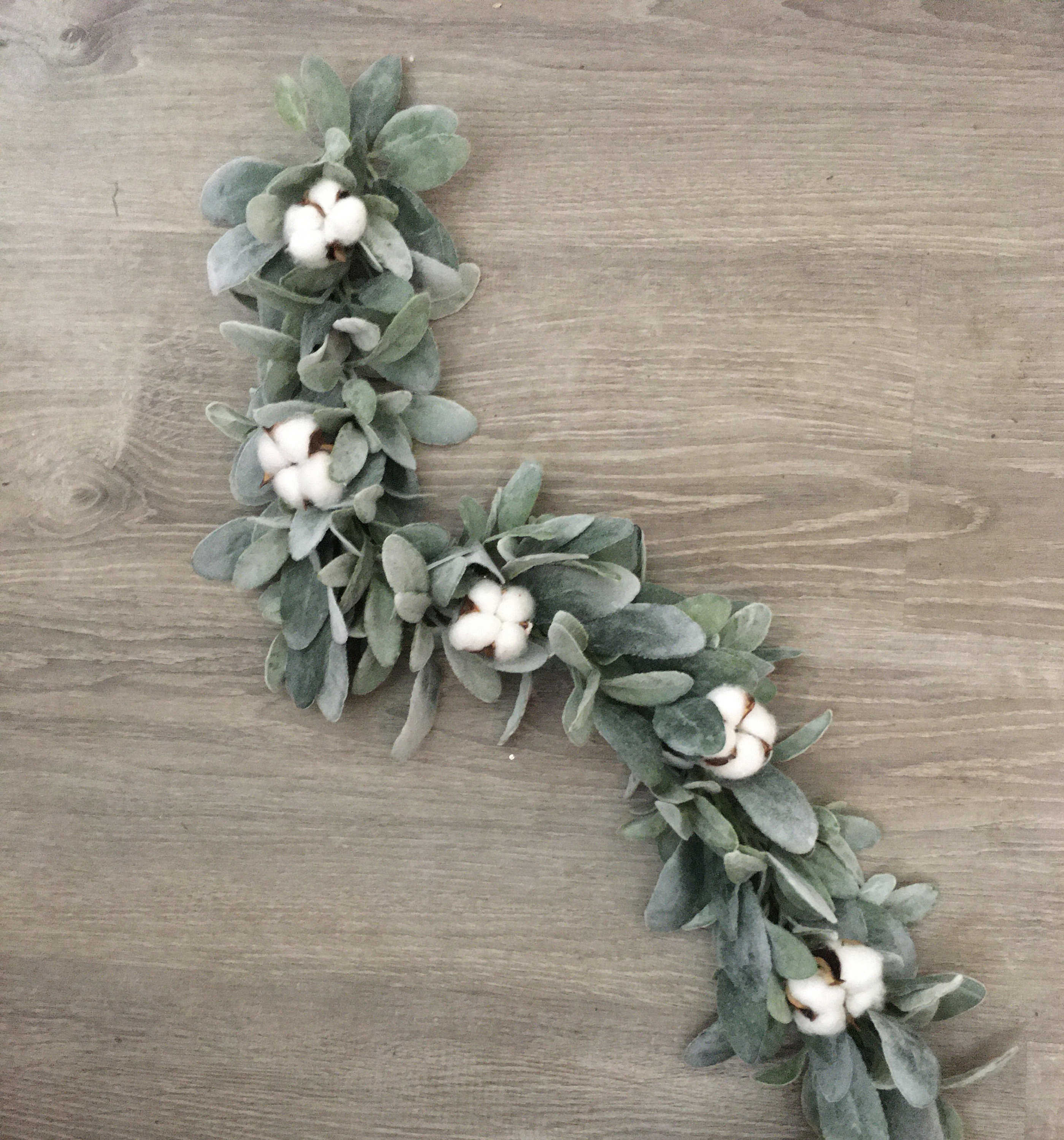 Cotton Boll Lambs Ear Garland: Farmhouse Mantel Decor - Etsy