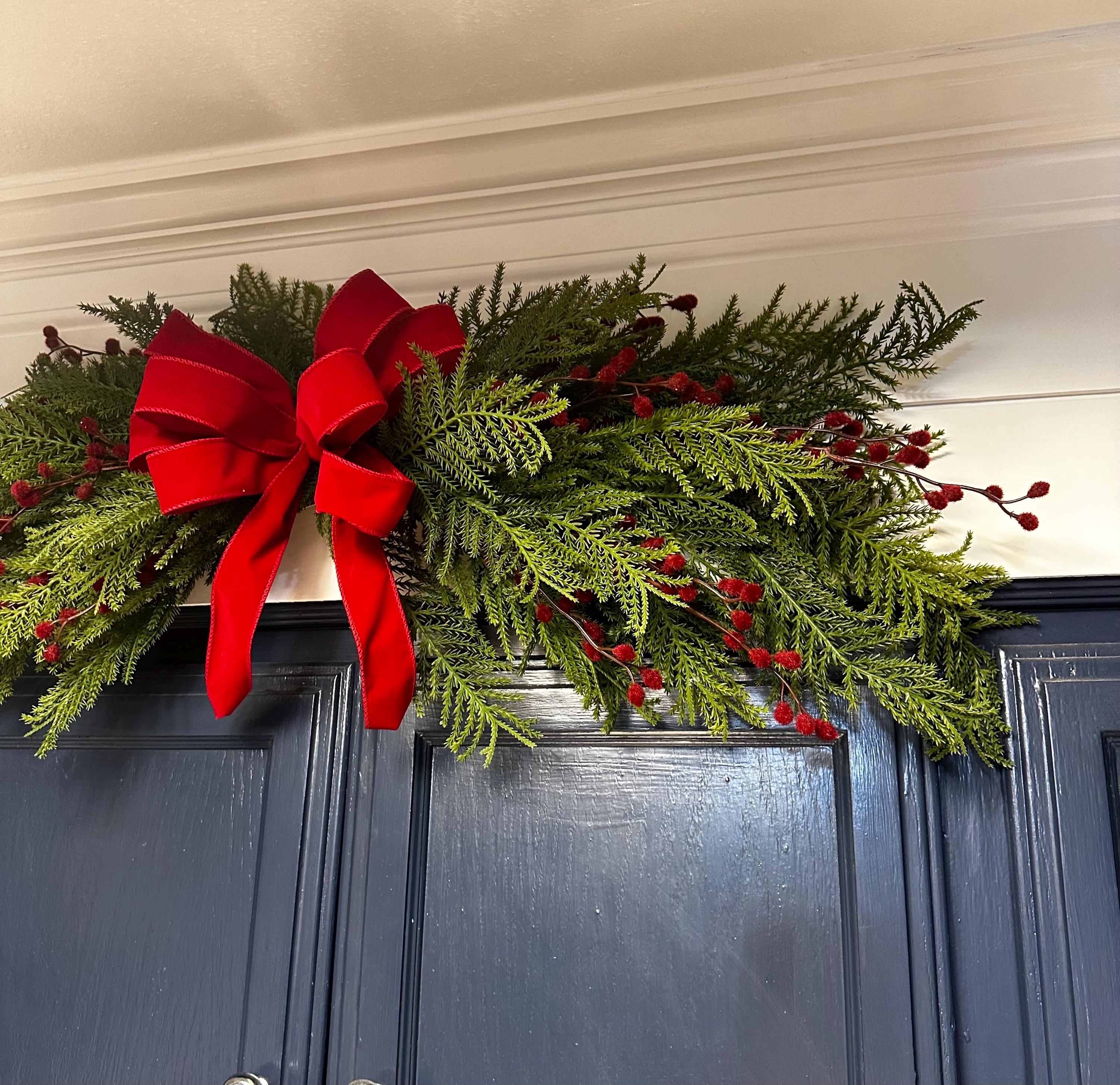 Christmas Swag for Wall, Greenery Fern Swag, Over Door Horizontal Swag ...