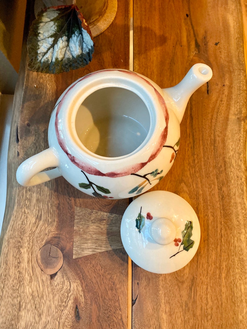 Vintage Hartstone Ceramic Teapot Christmas Holly Hand Painted - Etsy