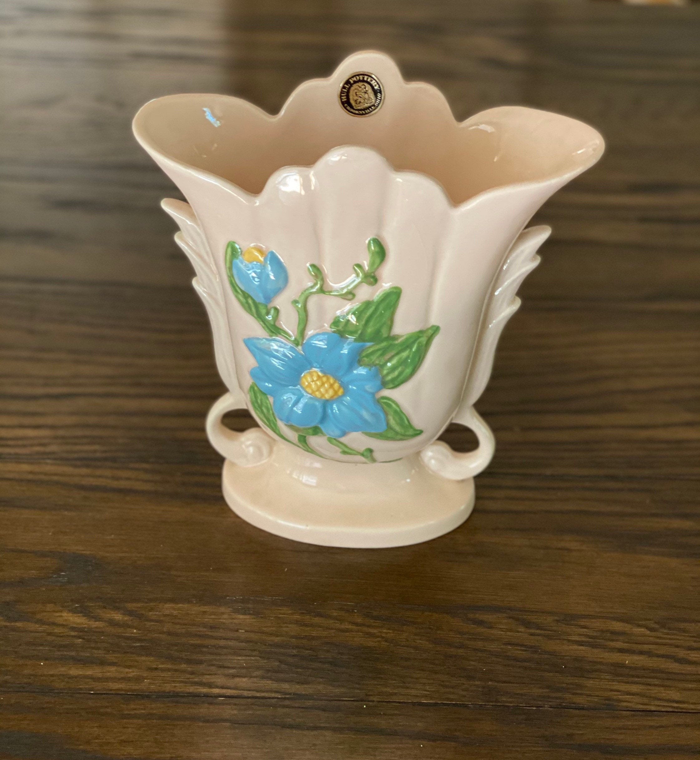 Hull Art Pottery Large Vase Blush Pink With Magnolia - Etsy