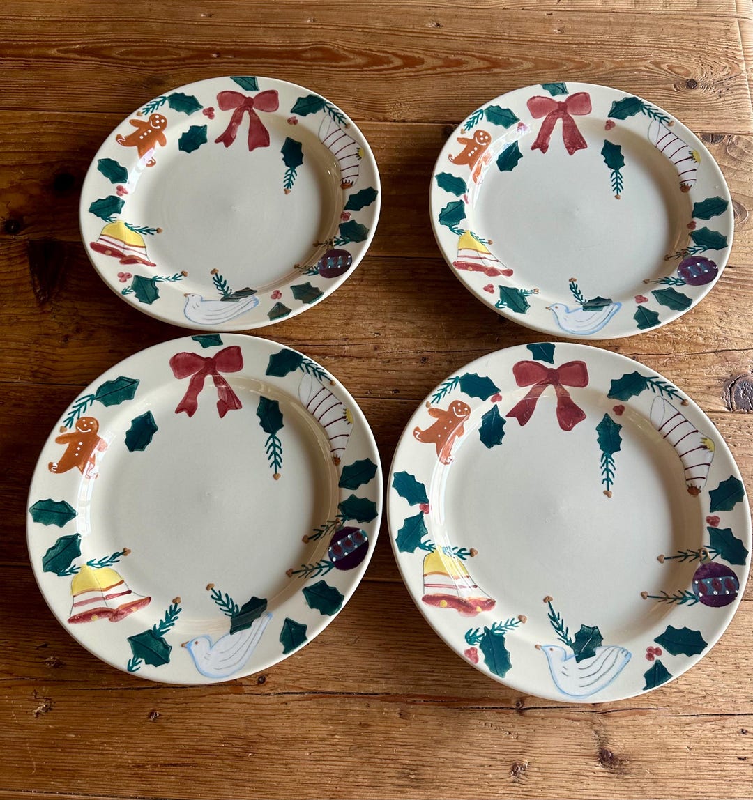 Ceramic 11 Plates, Hartstone Pottery, Christmas Traditions, Set of 4 - Etsy