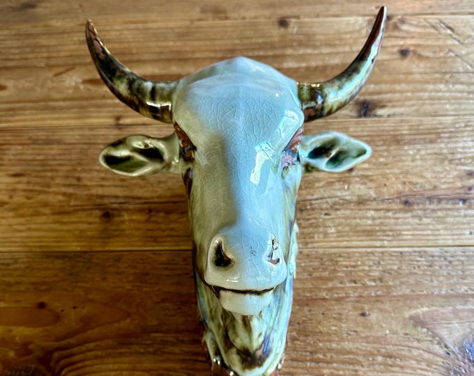 Vintage Butcher Shop Style Bull Head Wall Mount - Etsy
