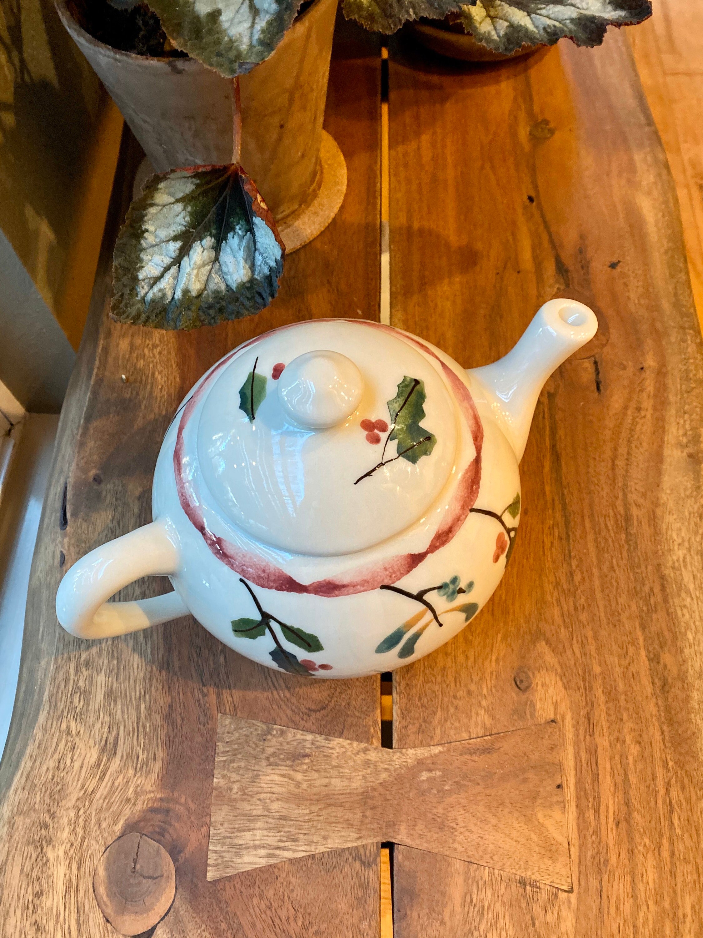 Vintage Hartstone Ceramic Teapot Christmas Holly Hand Painted | Etsy
