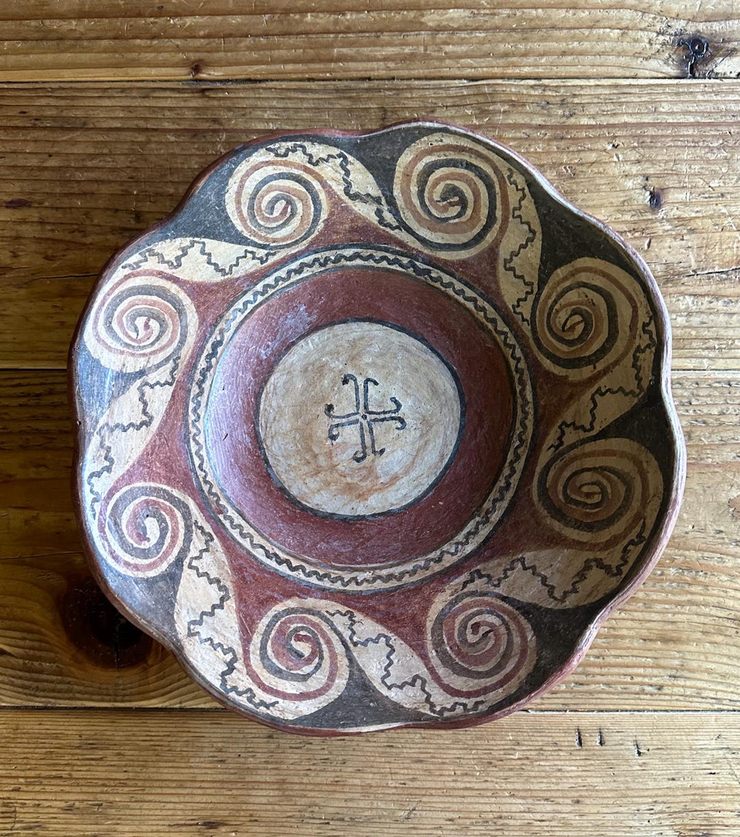 Vintage Aztec Tribal Design Pottery 10 Plate Handpainted and Made in ...
