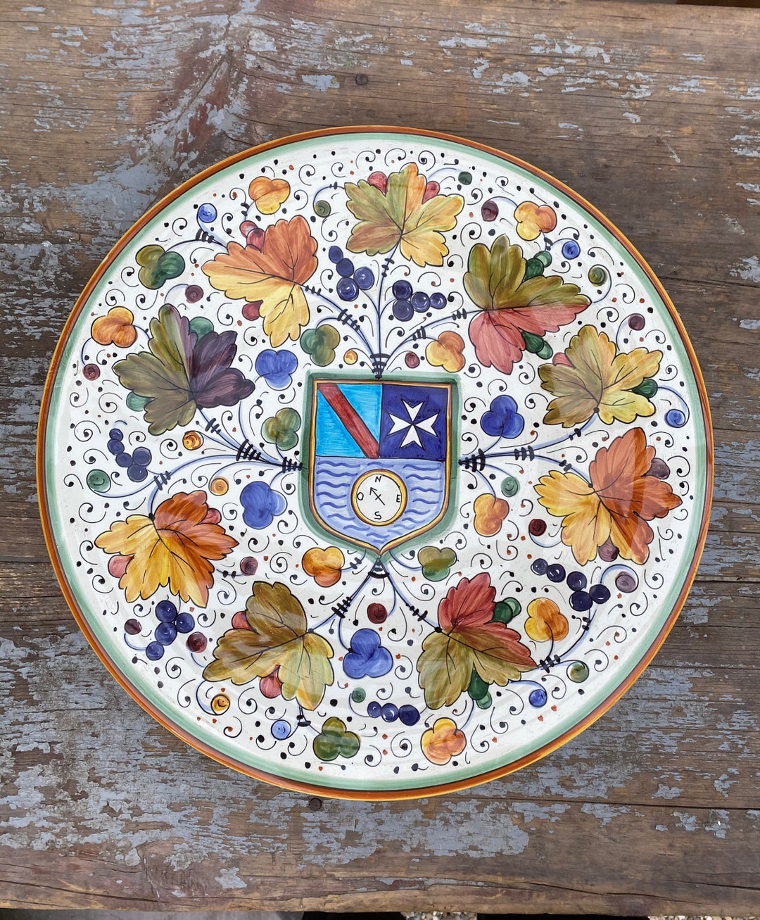 Alfonso Fusco Amalfi Italian Ceramic Large Platter, Hand Painted Round ...