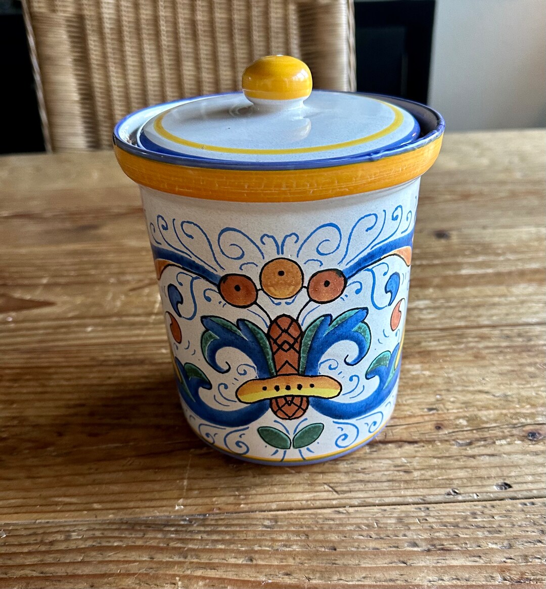 Vintage Italian Pottery Canister With Lid Pottery Hand - Etsy
