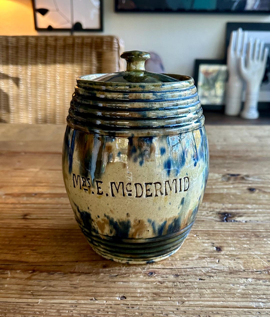 Scottish Antique Stoneware Spatterware Jar by Morrison and Crawford ...