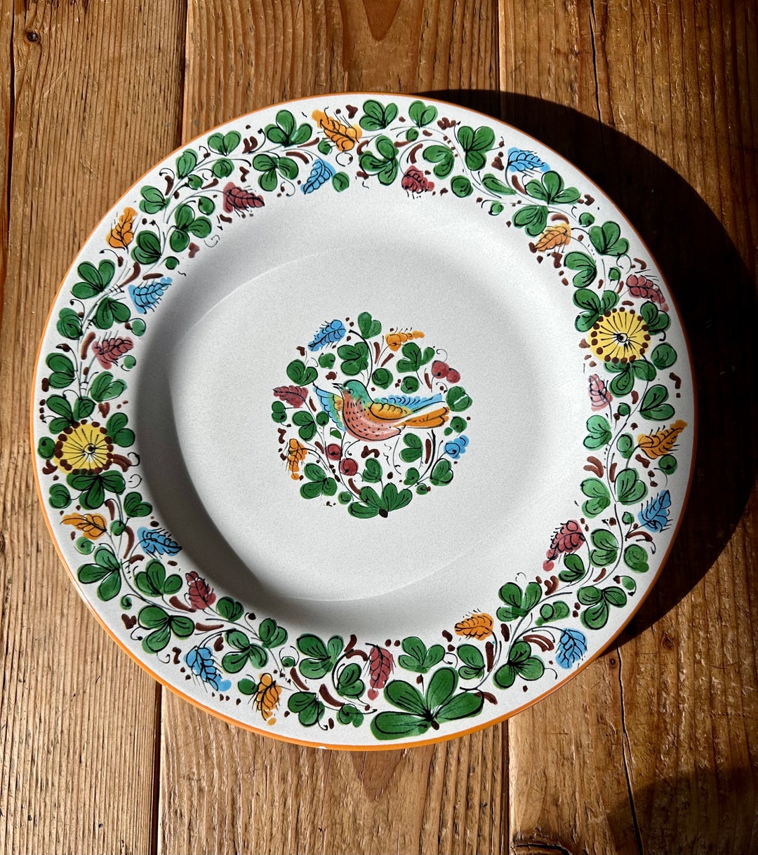 Deruta Italy Ceramic Plate, Hand Painted Deruta Bird and Floral Design ...