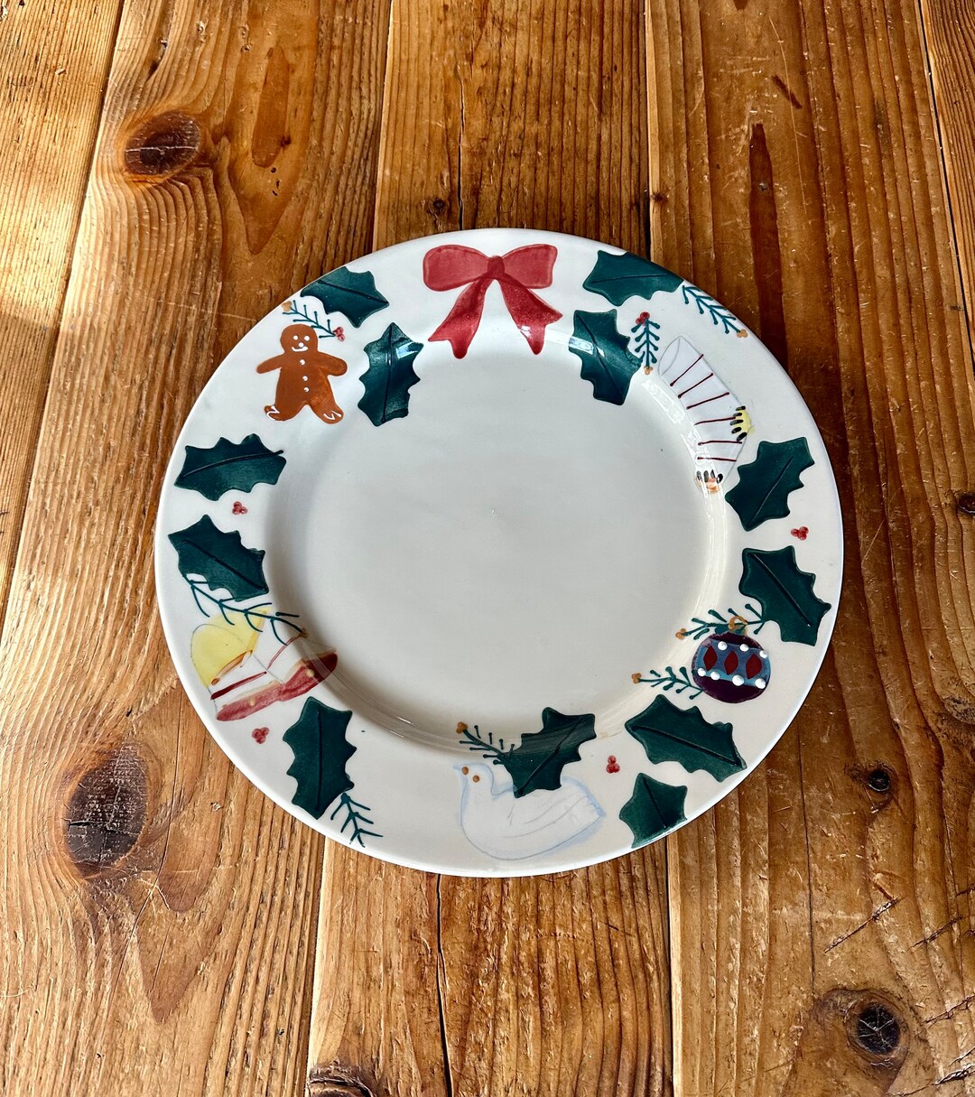 Ceramic 12” Platter, Hartstone Pottery, Christmas Traditions, Round ...