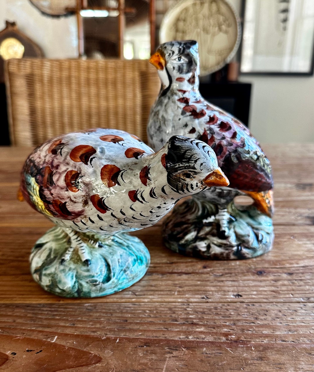 Vintage Ceramic Pair of Quails, Hand Painted Made in Italy - Etsy