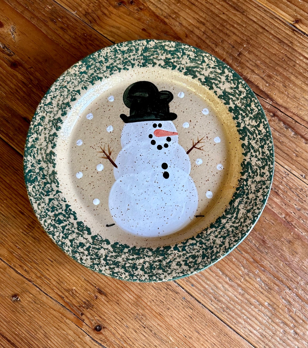 Snowman Christmas Cookie Plate, Vintage Three Rivers Pottery Snowman ...