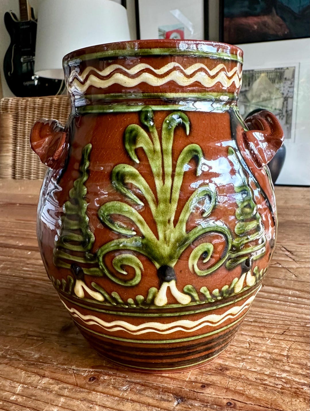 Redware Pottery Vase by SJ Pottery Bethel Mo. 6 3/4" Tall - Etsy