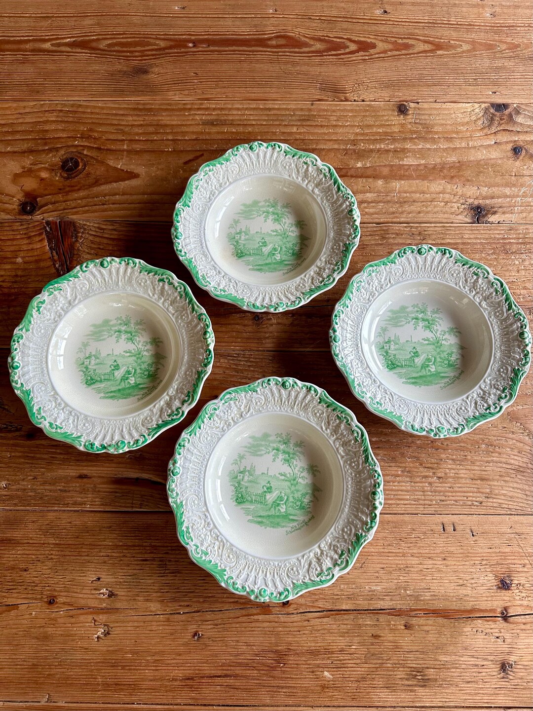 Antique Green Ridgway English Ironstone 8 Inch Soup Bowls, Set of 4 - Etsy