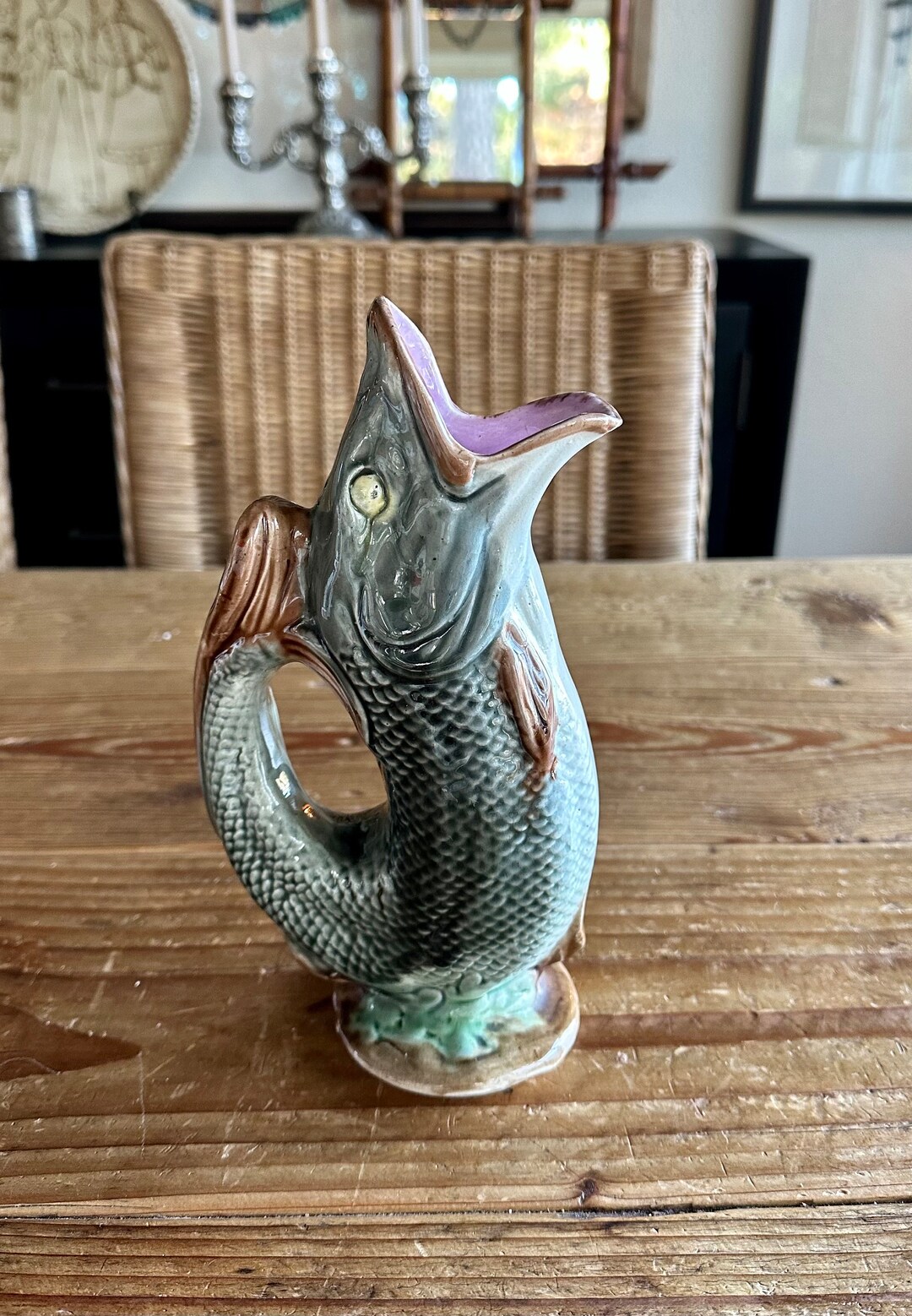 Antique Majolica Gurgle Fish Pitcher, 8.5” Height - Etsy
