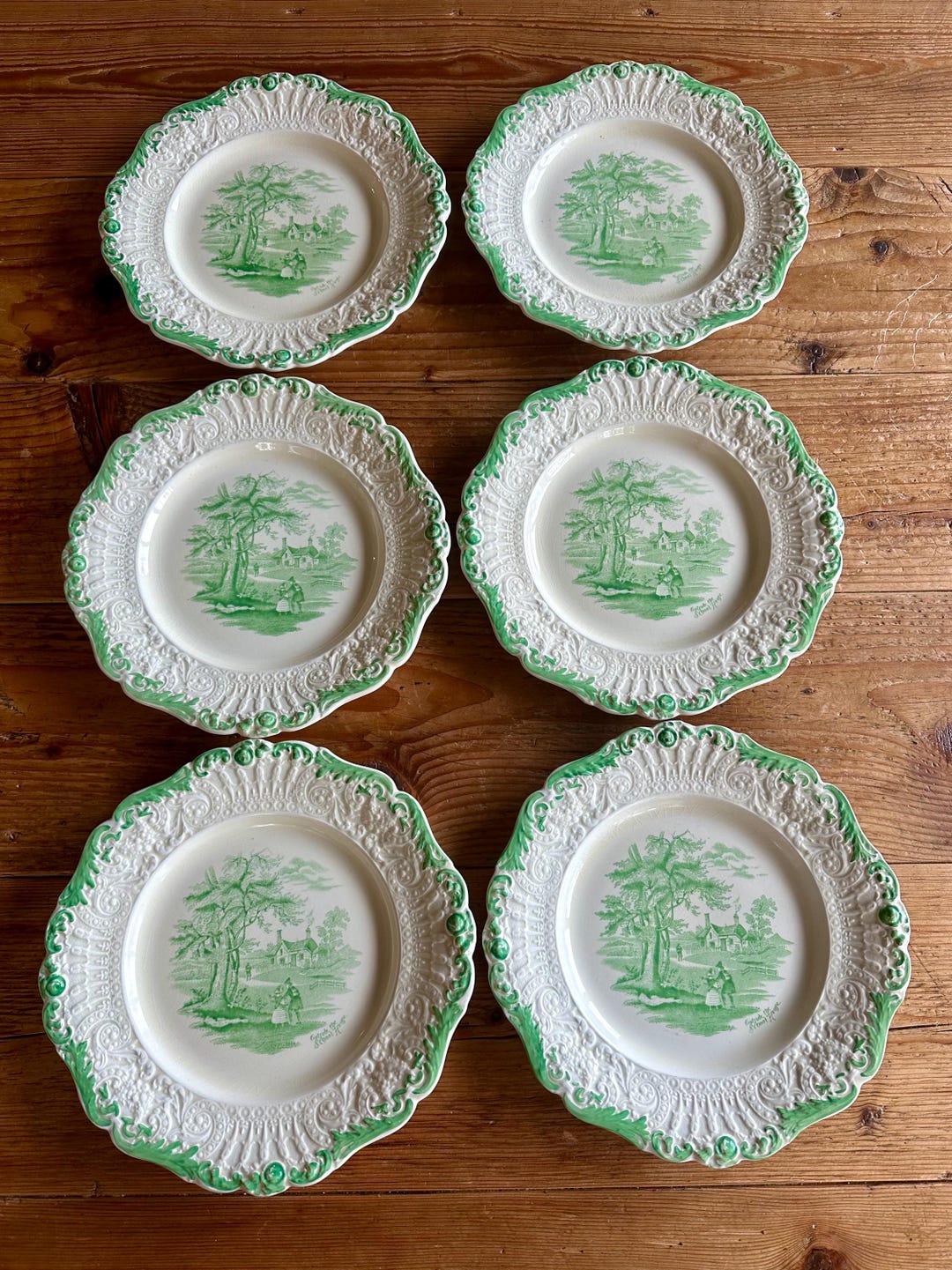 Antique Green Ridgway English Ironstone 9 Inch Plates, Set of 6 - Etsy