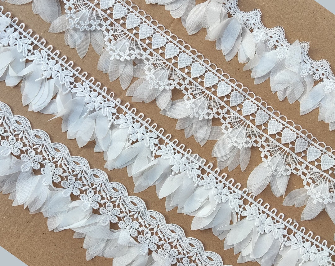 Floaty Leaf Pattern Lace Trim/fringe/edging- per Yard - DIY Sewing ...