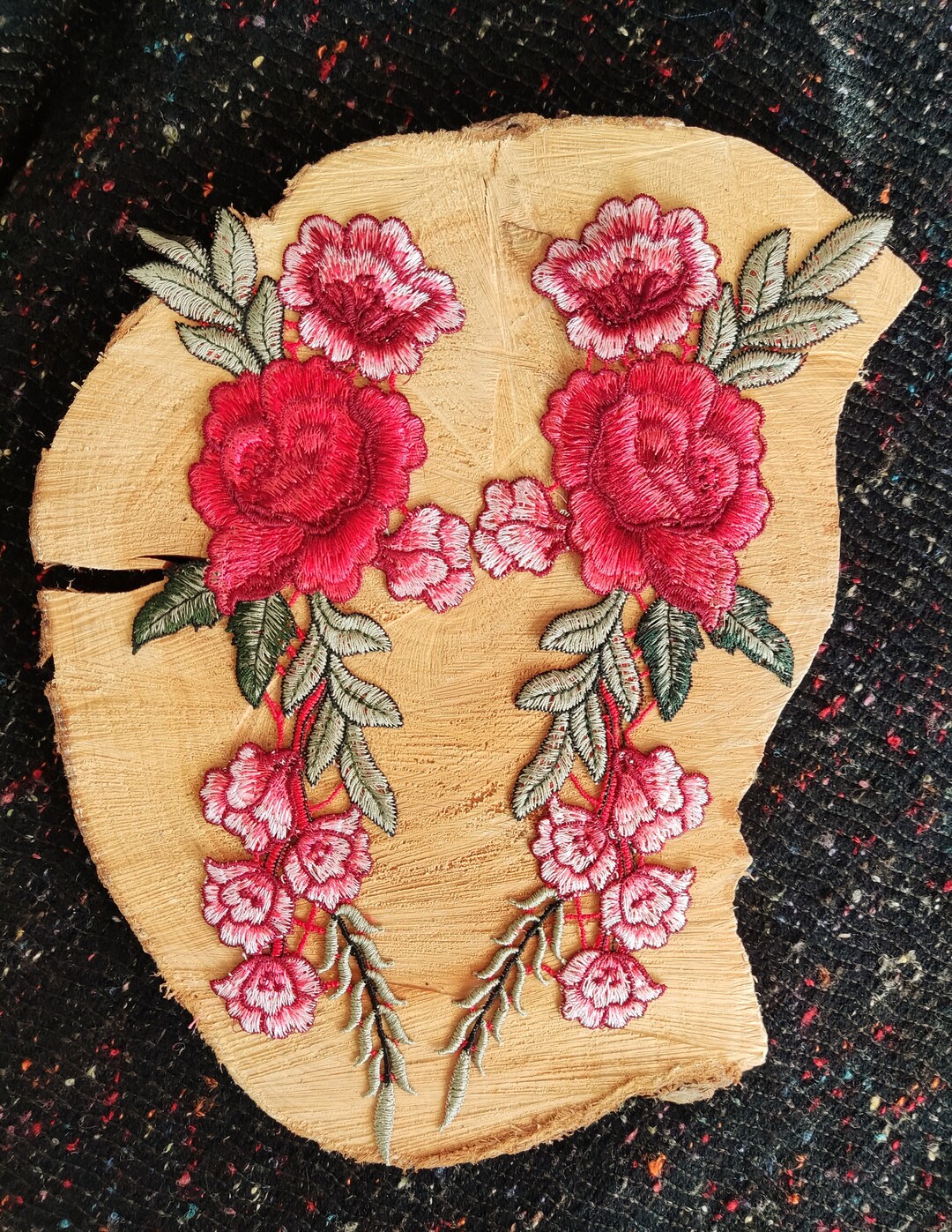 Large Red Rose Applique (pair): Embroidered Flower Sew on Patch ...
