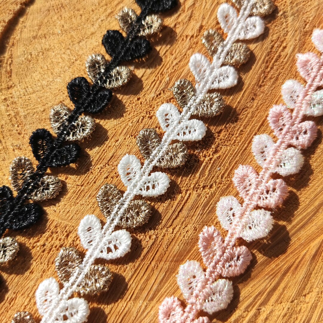 Tiny Heart Lace Trim: Narrow Metallic Venice Lace by the Yard, Thin ...