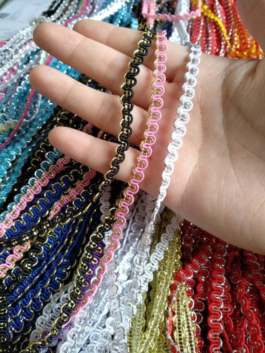 Metallic Ric Rac Two Tone Braid Trim- 5mm Width Narrow Wavy S Shape ...