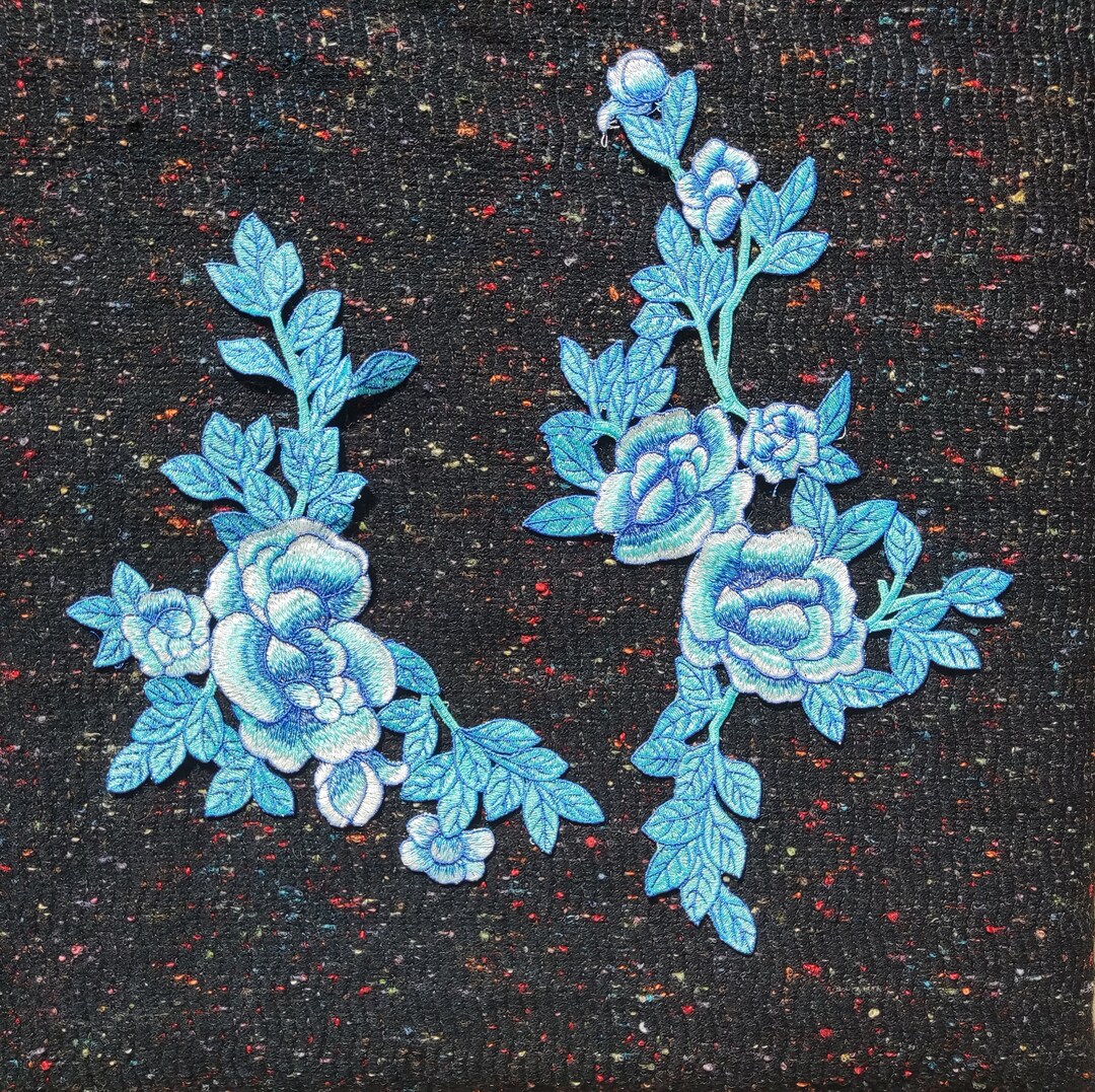 Large Denim Blue Rose Applique Motif- Sew on Patch-clothes/jacket/ Bag ...