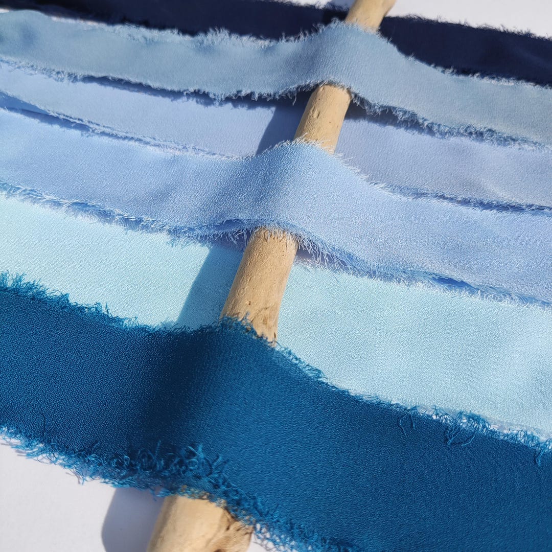 Blue Hand Torn Chiffon Ribbon by the Metre -frayed Edge Ribbon for ...