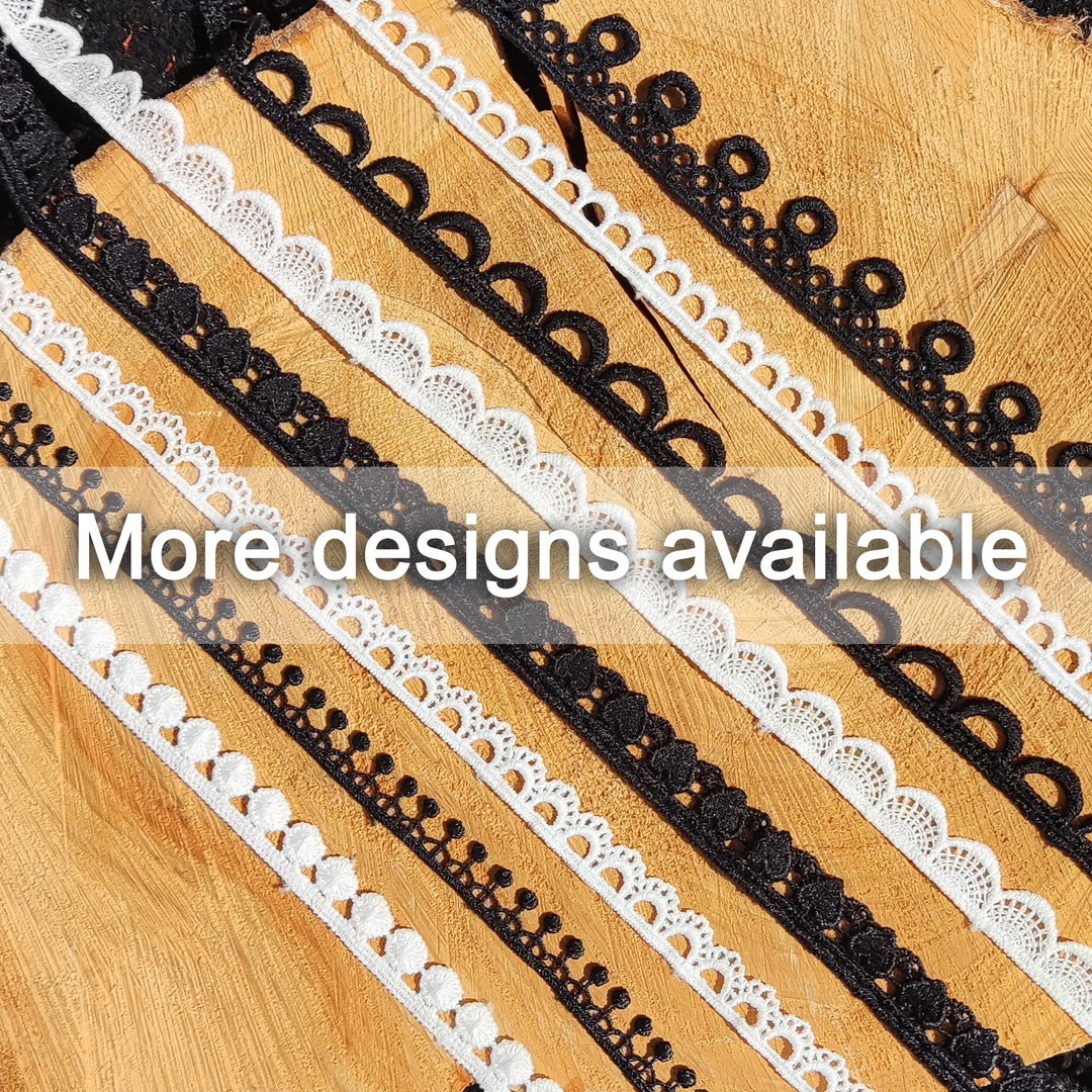 Narrow Lace Trim by the Yard: White or Black Ribbon for DIY Sewing ...