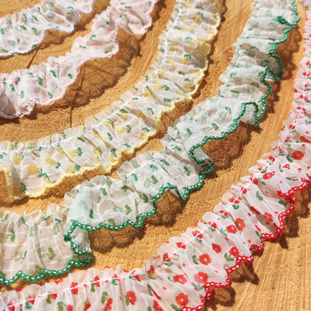 Floral Fabric Lace Trim: Flower Sewing Ruffle Lace Trimming by the Yard ...
