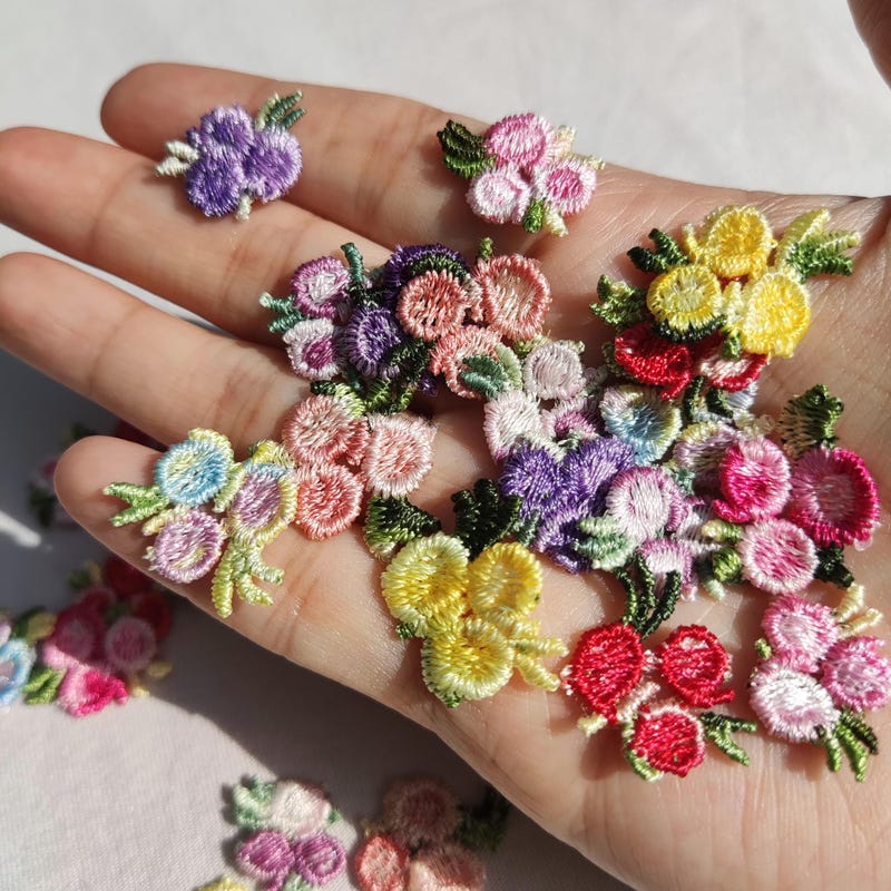 Small Fabric Rose Appliques - Etsy UK
