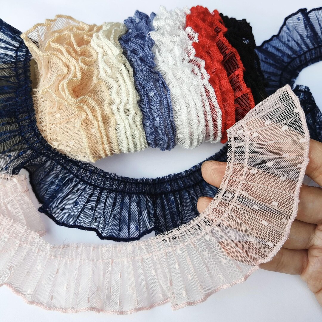 Swiss Dot Frill Lace Ribbon: Spotty Tulle Ruffle Trim, Polka Dot ...