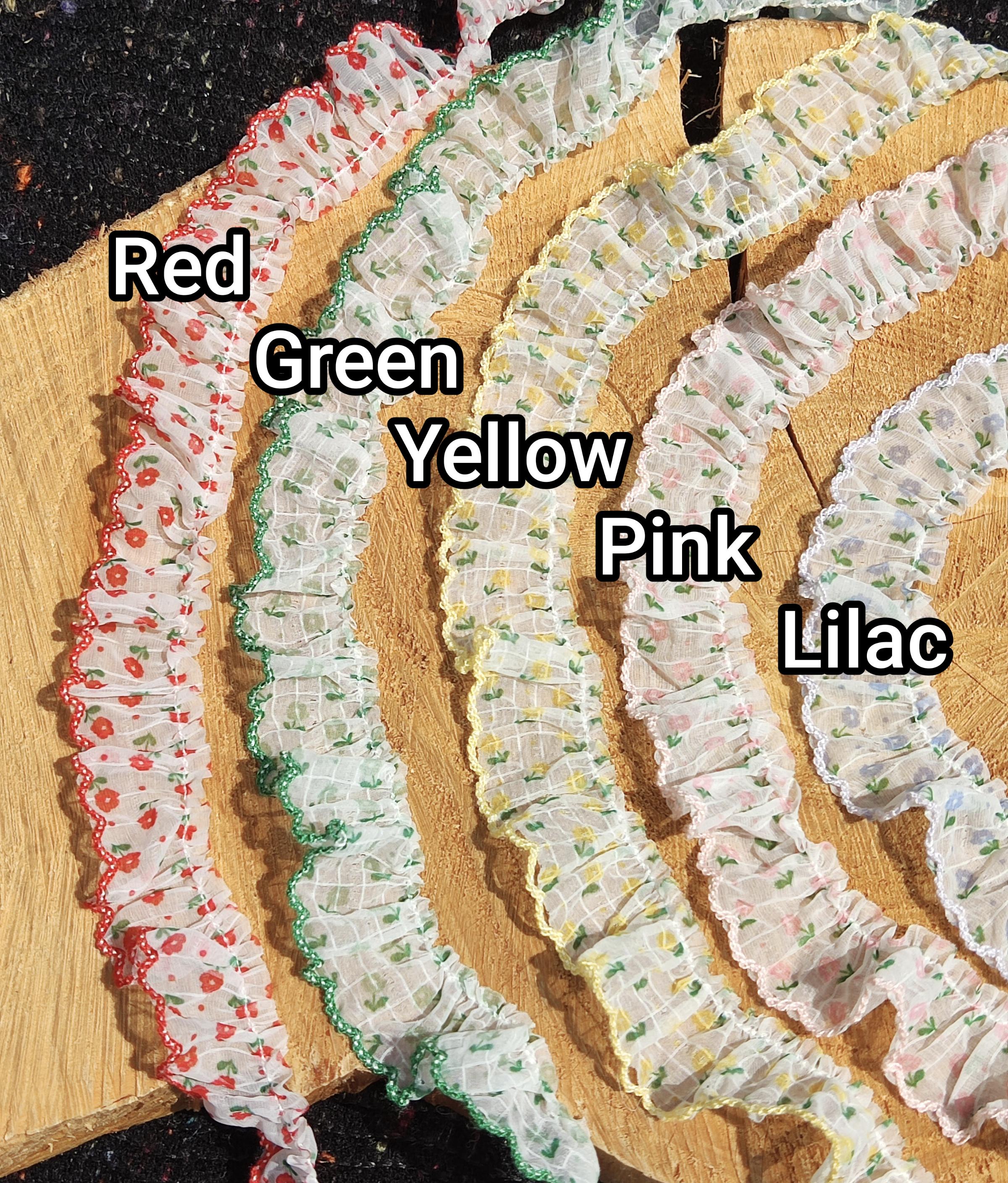 Floral Fabric Lace Trim: Flower Sewing Ruffle Lace Trimming by the Yard ...