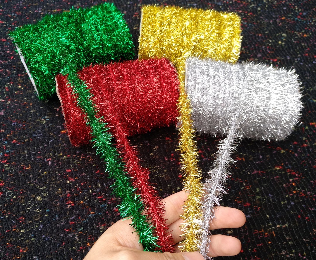Unwired Mini Tinsel String: Metallic Thin Fluffy Ribbon for Christmas ...