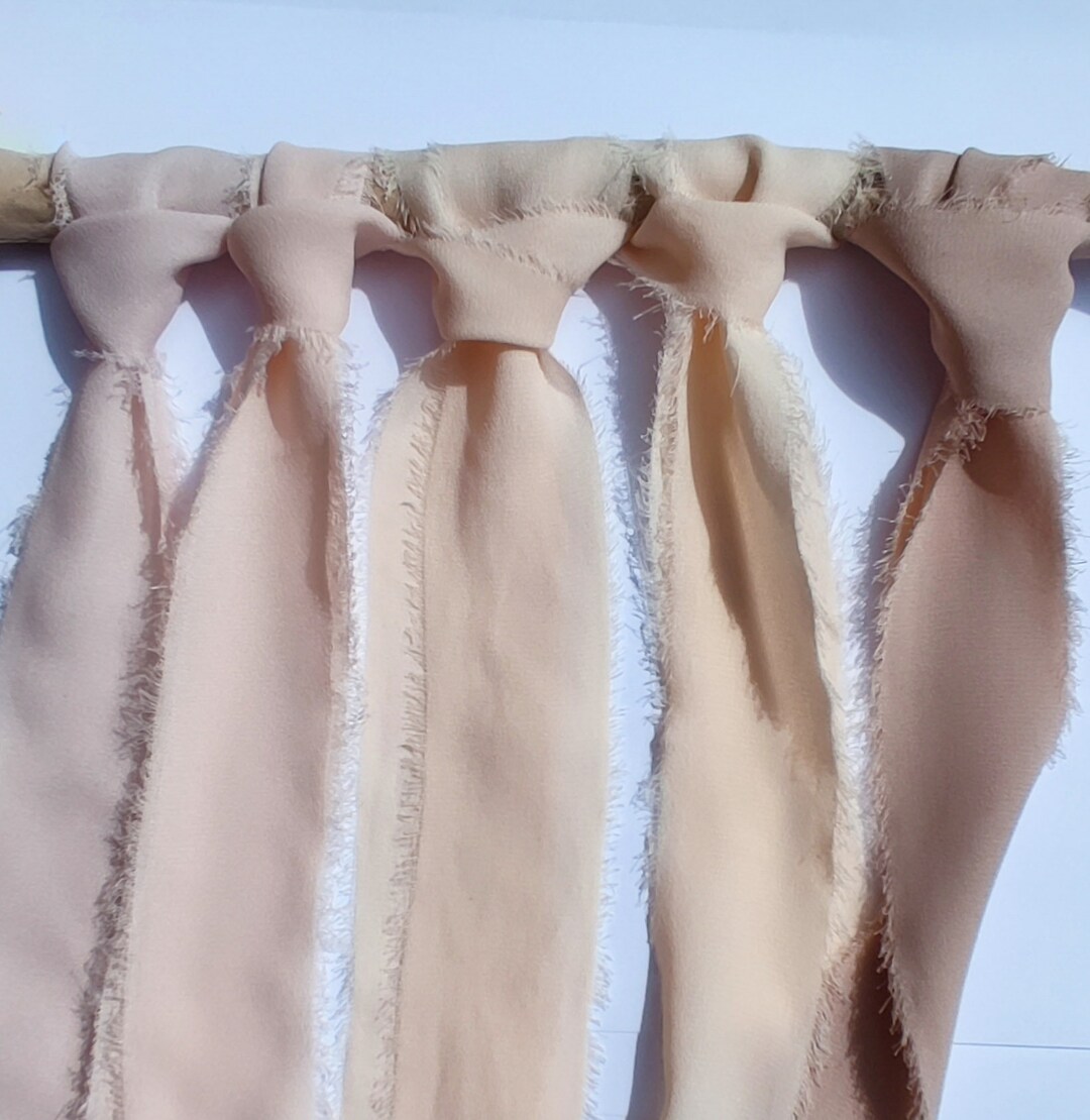 Beige Tone- Hand Torn Frayed Edge Chiffon Ribbon -38/50mm Width ...