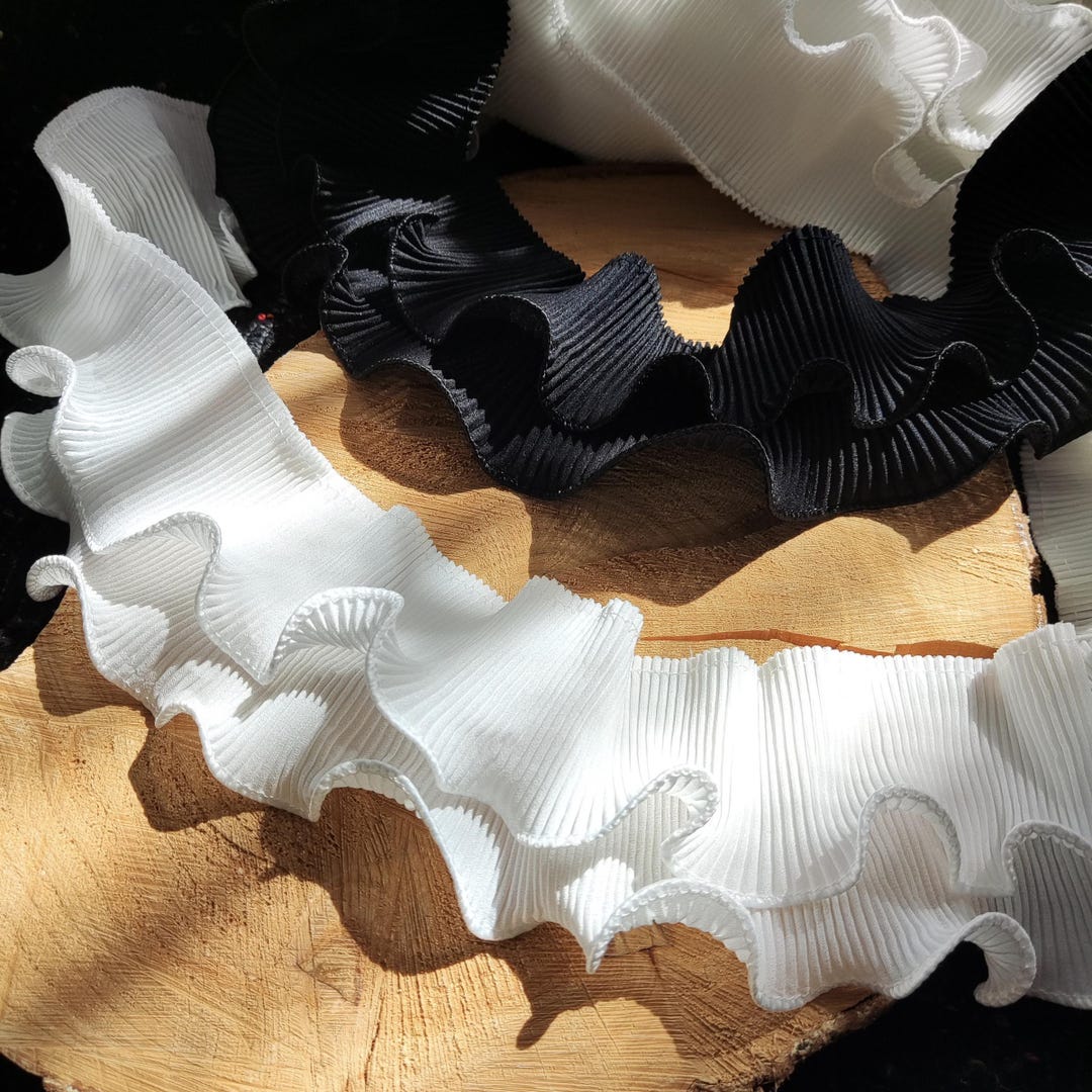 Ruffled Fabric Trim by the Yard: 8cm Double Layered Chiffon Ruffles ...
