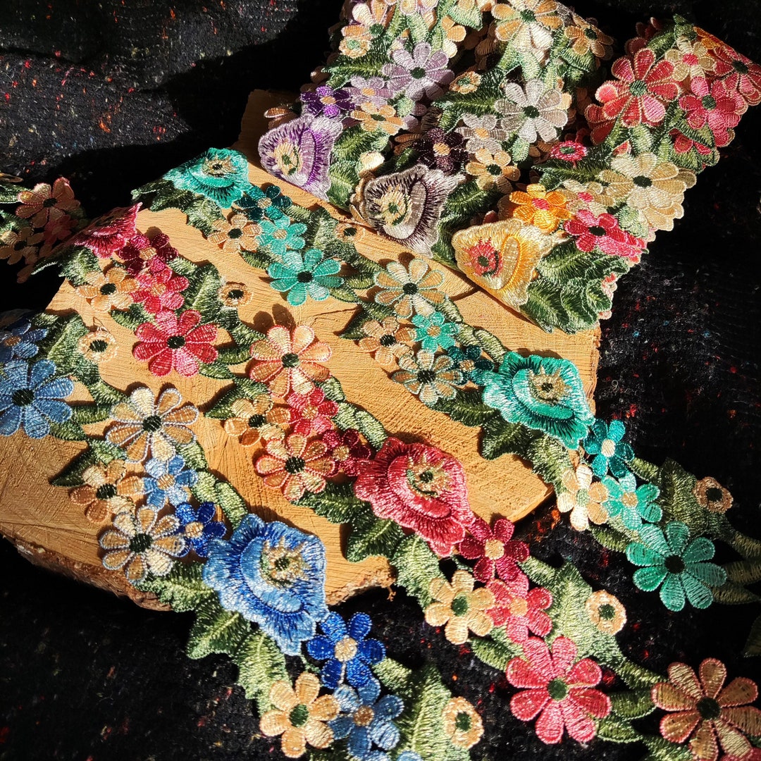 6.5cm Bright Embroidered Flower Trim/ Floral Lace/ribbon - per Yard ...