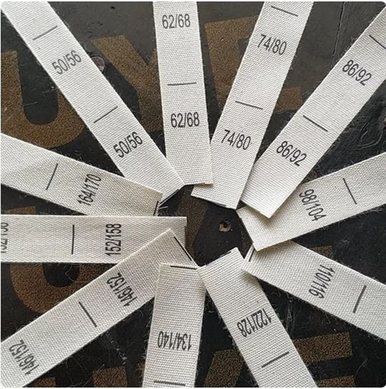Pack of 10 Soft Size Labels Double Sizes Children's Cotton - Etsy