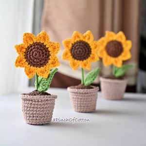 Sunflower in a Pot Crochet PATTERN, Crochet Sunflower Pattern PDF, Mini ...