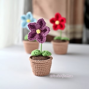 Flower in a Pot Crochet PATTERNS Set; 5 Crochet Flower Patterns PDF ...