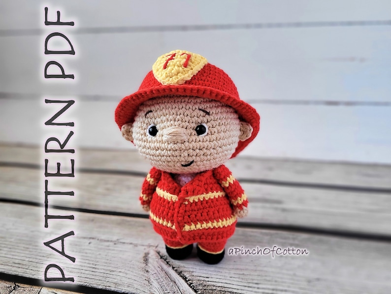 Charlie the Firefighter Crochet PATTERN Crochet Fireman - Etsy