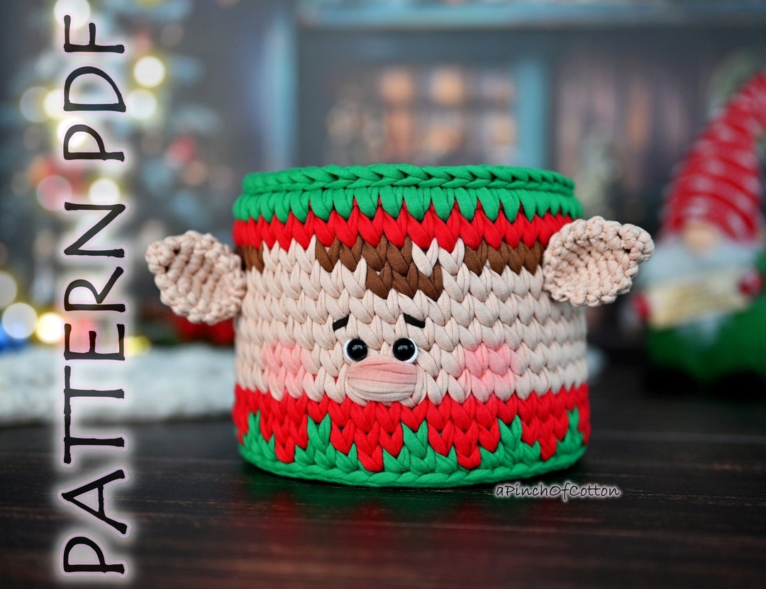 Elf Basket Crochet PATTERN PDF, Crochet Basket, Christmas Basket ...