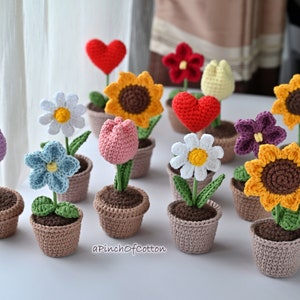 Flower in a Pot Crochet PATTERNS Set; 5 Crochet Flower Patterns PDF ...