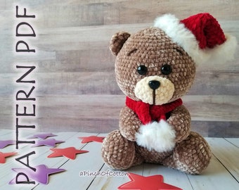 Santa and Christmas Bear Crochet Christmas Pattern Amigurumi - Etsy UK